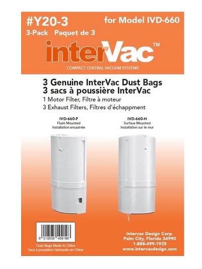 Genuine InterVac Dust Bags Y20-3 - Vacuum Supply Store